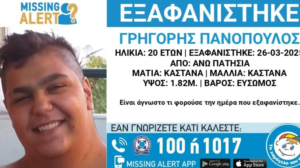 Εξαφανίστηκε 20χρονος στα Άνω Πατήσια | ΕΙΔΗΣΕΙΣ